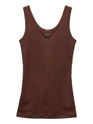 Prada Ribbed Triangle Tank Top - Brown