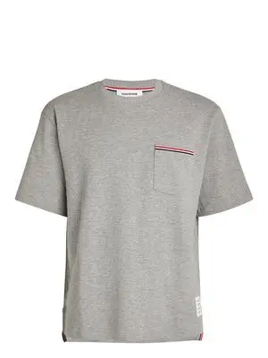 Thom Browne Oversized Tricolour Pocket T-shirt - Grey