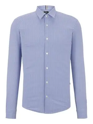 BOSS Performance-stretch Jersey Printed Shirt - Blue