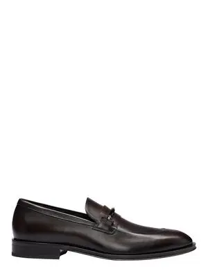 BOSS Leather Loafers With Horsebit Detail - Brown