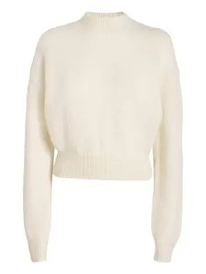 JACQUEMUS Jacquemus Alpaca Wool-Blend Cropped Sweater With Logo Detail