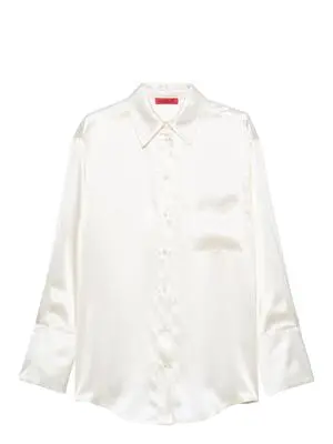 Max & Co. Pure Silk Shirt With Classic Collar - White