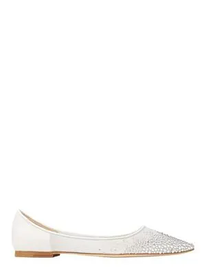 JIMMY CHOO Love Rhinestone Ballet Flats - White