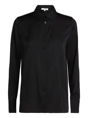 Vince Silk-blend Slim-fit Blouse - Black
