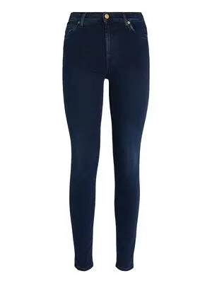 7 For All Mankind Slim Illusion Luxe High-rise Skinny Jeans - Navy
