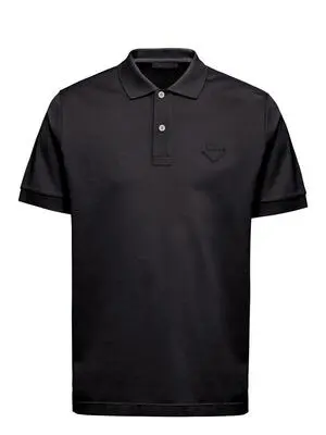 Prada Cotton Piqué Polo Shirt - Black