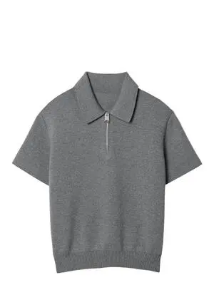 Khaite Guillaume Wool-blend Polo Top - Gray