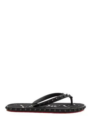 CHRISTIAN LOUBOUTIN Super Loubi Embellished Rubber Flip Flops - Black