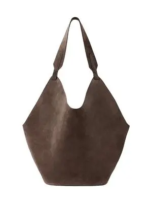 Khaite Lotus Medium Suede Tote - Brown