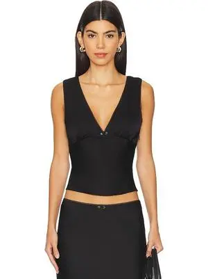 NIA Celia Top With Rosette Embellishment - Black