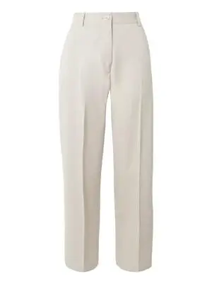 Purdey Cotton And Wool-blend Twill Straight-leg Pants - Gray