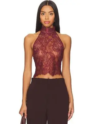 Retrofete Retrofête Violet Lace Halterneck Top Wine