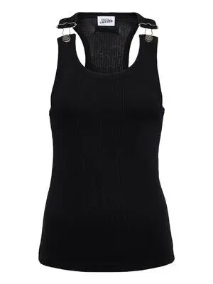 JEAN PAUL GAULTIER Ribbed Cotton Tank Top - Black