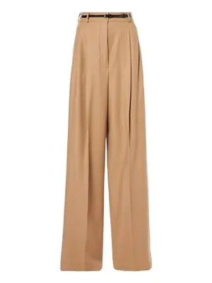 Sportmax Wool-blend Wide-leg Trousers - Beige