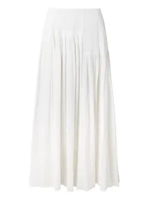 THE ROW Femke Cotton-gauze Maxi Skirt With Silk Trim - White