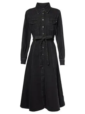 Ag Marseille Denim Shirt Dress - Black