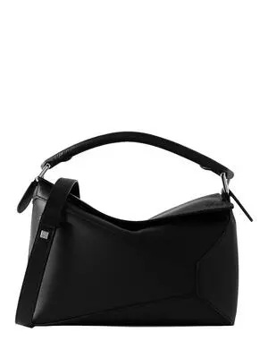 Loewe Puzzle Edge Small Textured-leather Shoulder Bag - Black