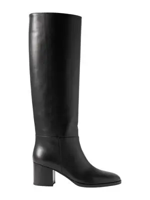GIANVITO ROSSI Santiago 60 Leather Knee High Block Heel Boots - Black
