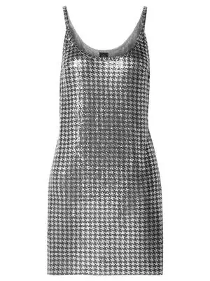Rabanne Houndstooth Chainmail Mini Dress - Silver