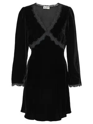 Rixo Lace-trimmed Velvet Minidress - Black