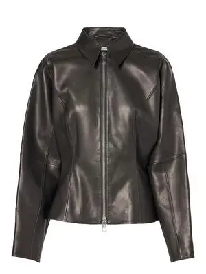 THE SEI Leather Zip-up Jacket - Black