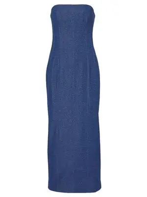 Tove Alba Strapless Denim Midi Dress - Blue