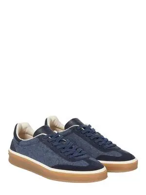 Loro Piana Tennis Walk Suede-trimmed Denim Sneakers - Blue