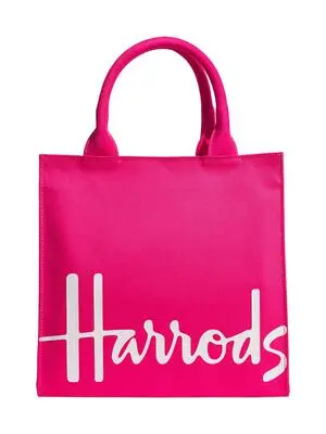 Harrods Small Cotton Logo Tote Bag - Pink