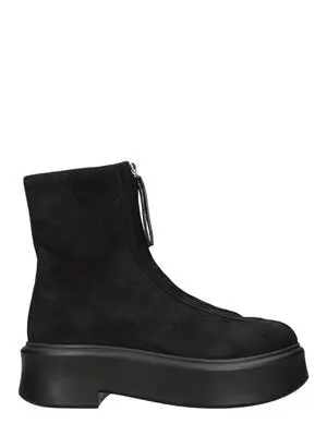 THE ROW Zipped Suede Ankle Boots - Black