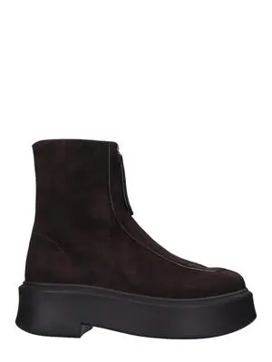 THE ROW The Row Zipped Suede Ankle Boots Brown