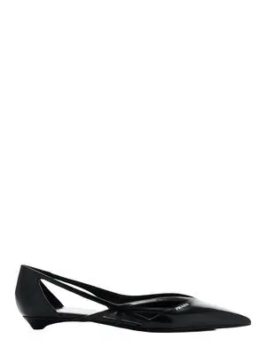 Prada Cutout Leather Flats Black
