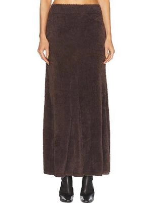 Helmut Lang Shaggy Velour Knit Maxi Skirt - Espresso