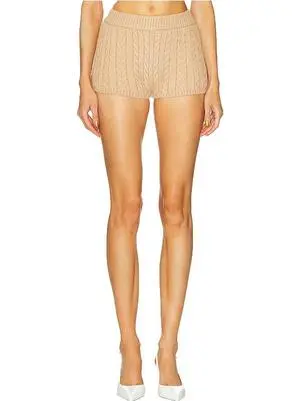 SEROYA Molly Cable Knit Hot Shorts - Tan