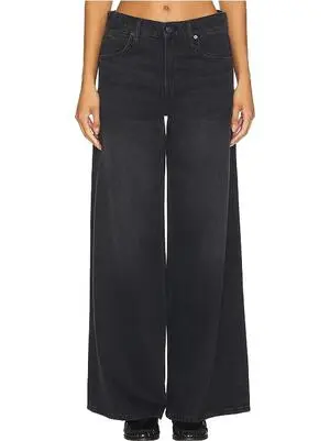 MOTHER MOTHER The Slung Sugar Cone Sneak Jeans Black