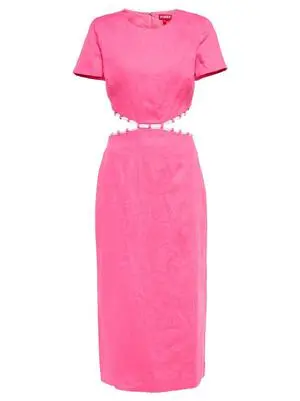 Staud Matteo Cutout Linen Midi Dress - White