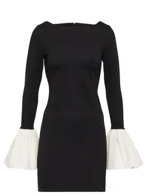 Staud Hawthorne Mini Dress With Taffeta Sleeves - Black