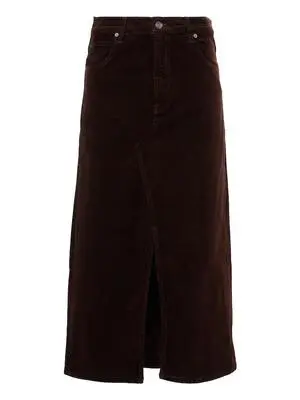 FRAME Corduroy Midi Skirt In Espresso - Brown