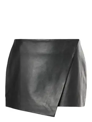 THE FRANKIE SHOP Cleo Leather Wrap Skirt - Black