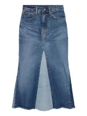 Polo Ralph Lauren Paneled Denim Midi Skirt - Blue
