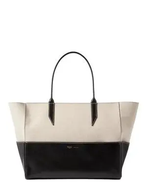 METIER Incognito 36 Linen And Leather Tote - Neutrals