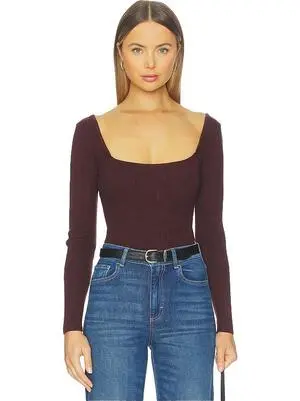ALL THE WAYS Amalia Square Neck Bodysuit - Brown