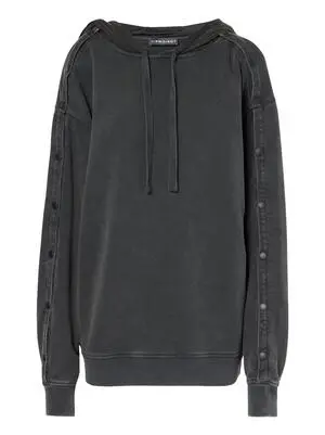 Y/project Oversized Cotton Jersey Hoodie With Buttoned Sleeves - Black