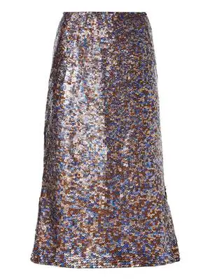 Dries Van Noten Sequined Wool-blend Midi Skirt - Multicoloured