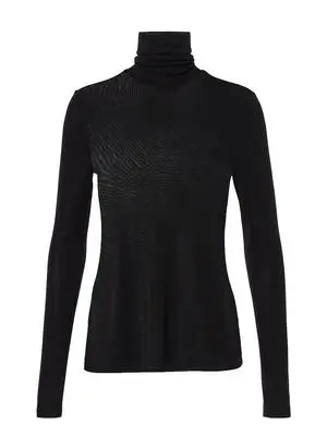 AGOLDE Pascale Jersey Turtleneck Top In Ivory Glow - Black