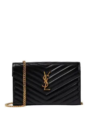 Saint Laurent Saint Laurent Cassandre Matelassé Leather Wallet On Chain Black