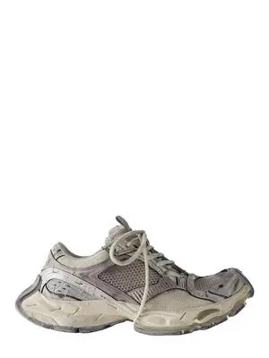 Balenciaga Stapled Distressed Mesh And Rubber Sneakers - Neutrals