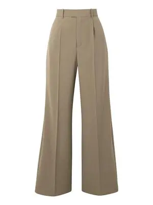 RÓHE Pleated Wool Wide-leg Trousers - Brown