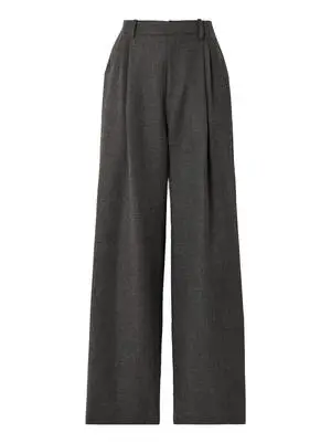 LIBEROWE The Vanguard Annie Pleated Wool Wide-leg Trousers - Gray