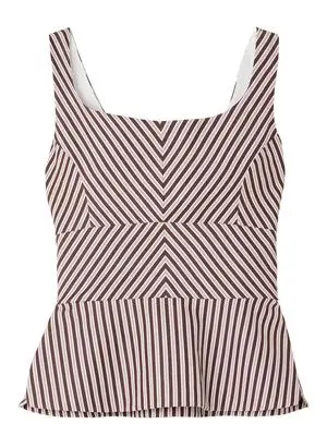 LIBEROWE Striped Cotton-poplin Peplum Top - Purple
