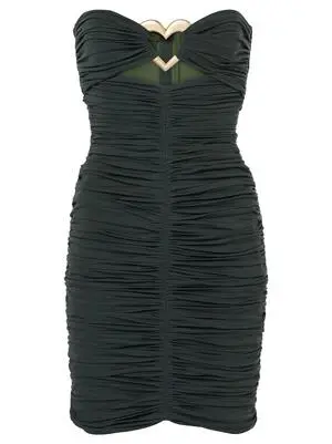AREA Cutout Ruched Minidress - Green